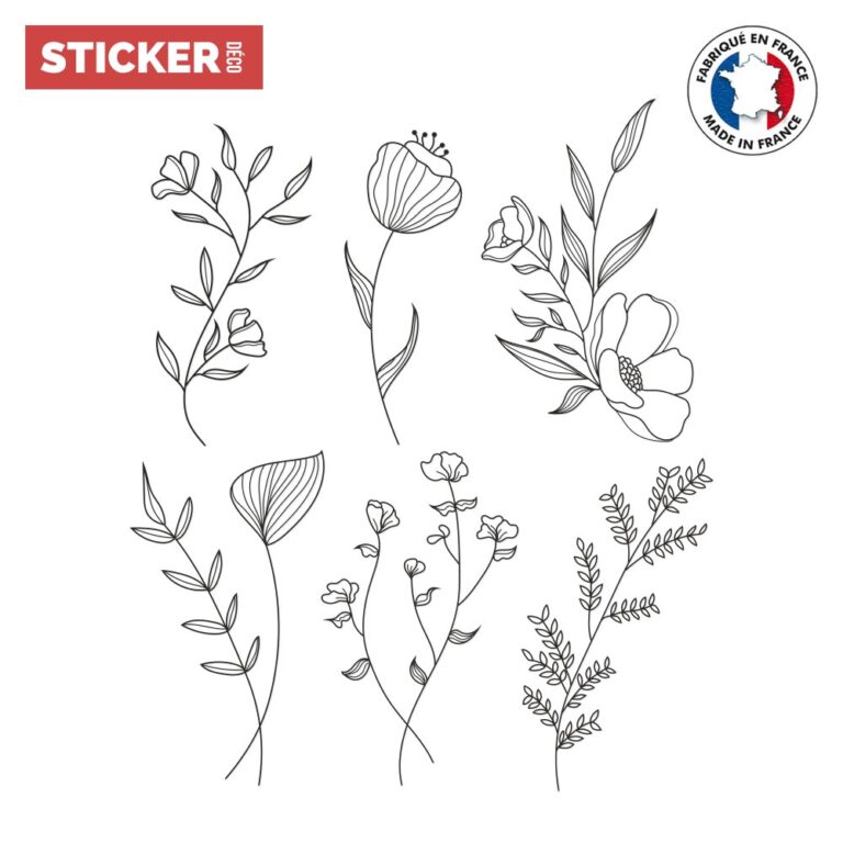 Stickers Fleurs Line Art | Adhésifs Fleurs | StickerDeco.fr