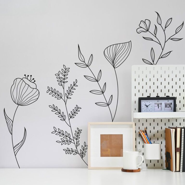 Stickers Fleurs Line Art | Stickers Fleurs | StickerDeco.fr