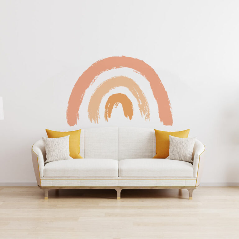 Sticker Arc En Ciel Corail | Sticker Minimaliste | StickerDeco.fr