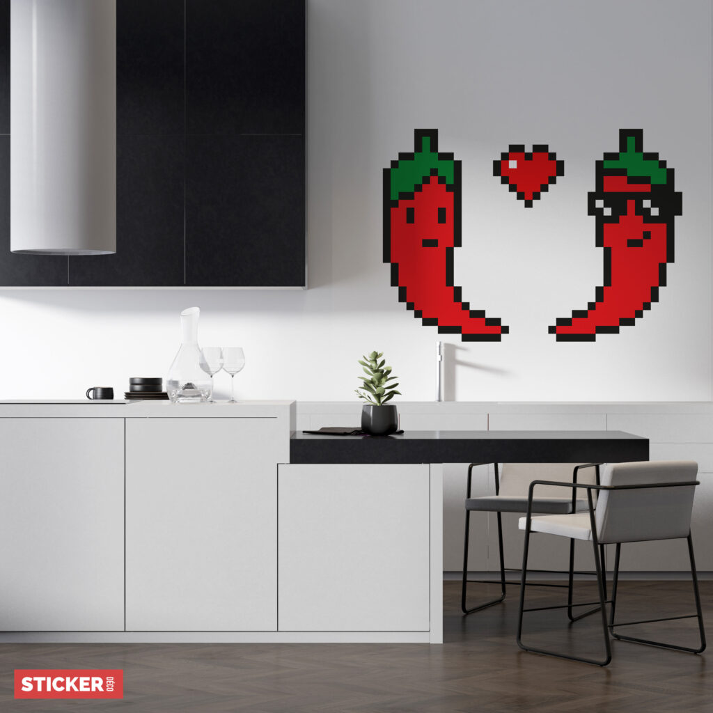 Stickers Piments Pixel | Autocollants | Stickerdeco.fr