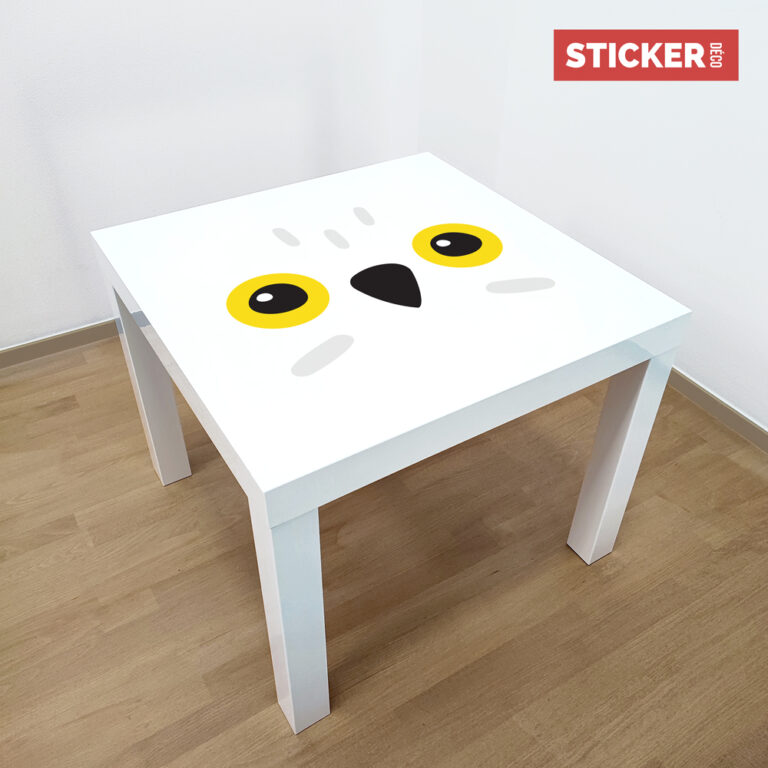Sticker Ikea Lack Hibou Blanc | Ikea Hack | StickerDeco.fr