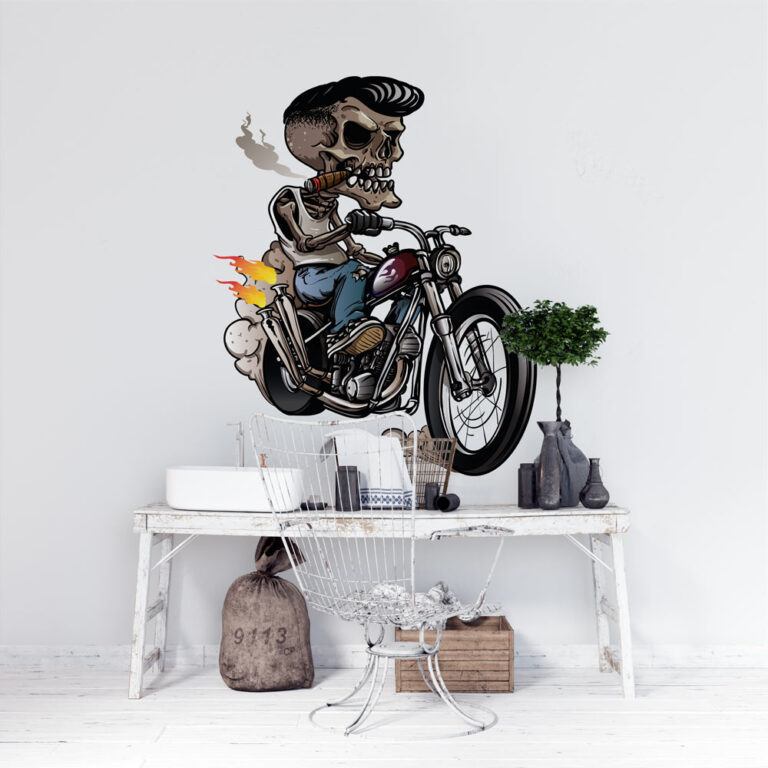 Sticker Biker Squelette | Stickers Moto | StickerDeco.fr