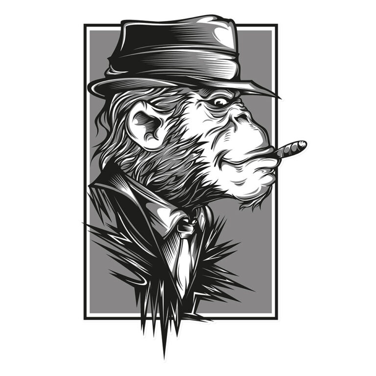 Sticker Monkey Mafia | Stickers dessin mural | Stickerdeco.fr