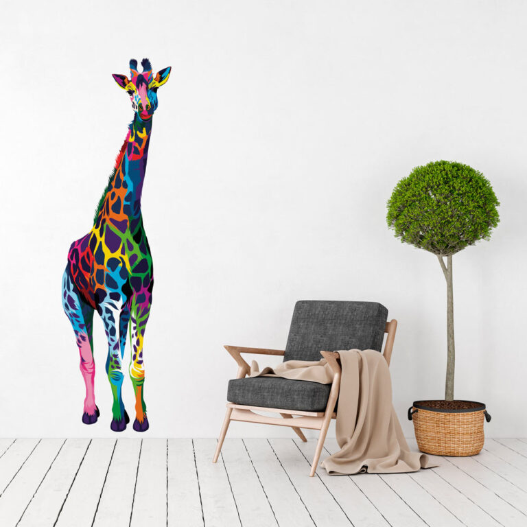 Sticker Girafe Colorée | Sticker Mural | Stickerdeco.fr