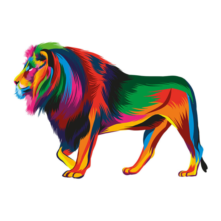 Sticker Lion Coloré | Stickers Animaux | Stickerdeco.fr