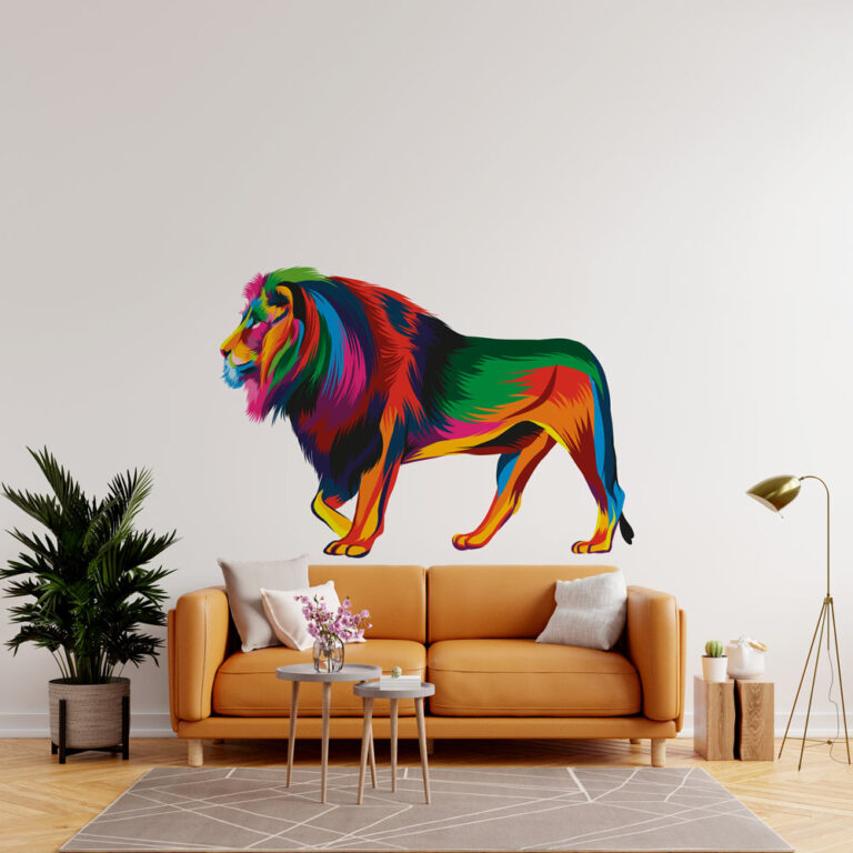 Sticker Lion Coloré | Stickers Animaux | Stickerdeco.fr