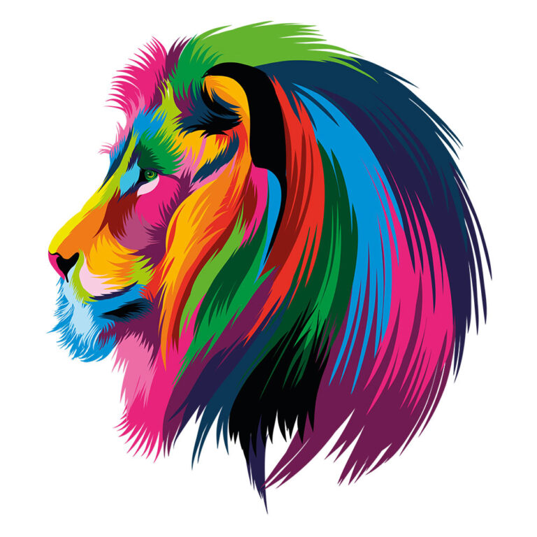 Sticker Lion Multicolore | Stickers Animaux | Stickerdeco.fr