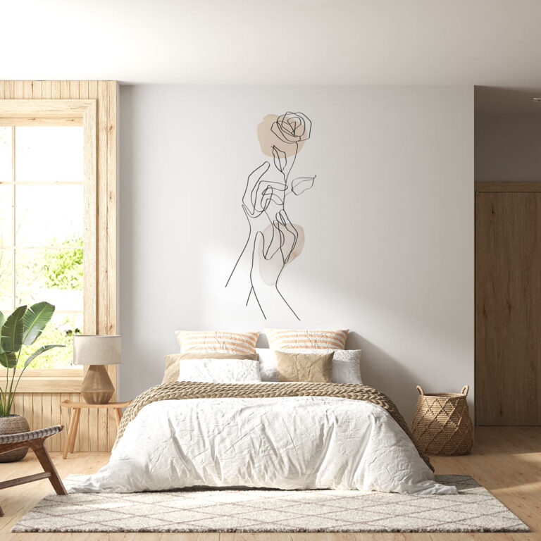 Sticker Rose Line Art | Stickers Fleurs | Stickerdeco.fr