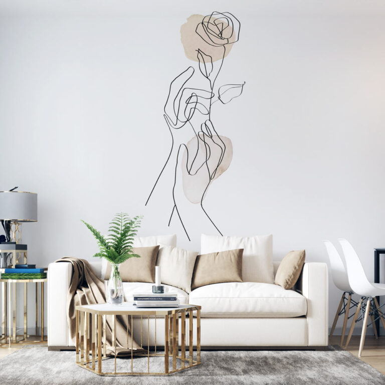 Sticker Rose Line Art | Stickers Fleurs | Stickerdeco.fr