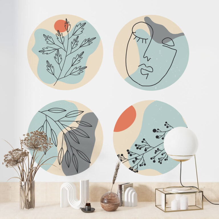 Stickers Minimalistes Ronds Opaline et Creme | Stickerdeco.fr