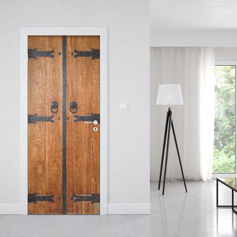 Sticker Porte Chêne et Métal | Stickers Portes | StickerDeco.fr