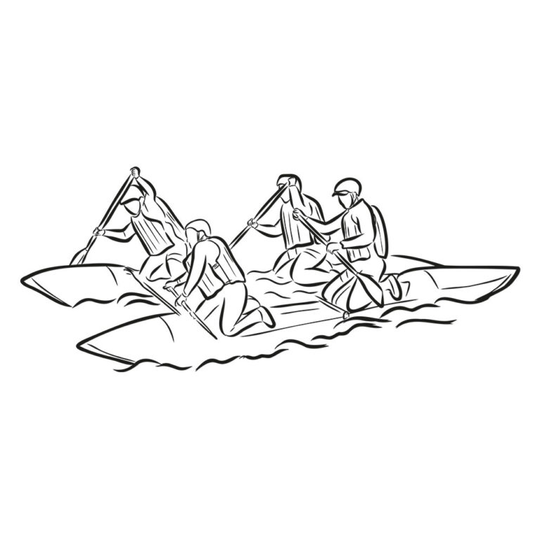 Sticker Rafting Line Art | Stickers Sports | Stickerdeco.fr