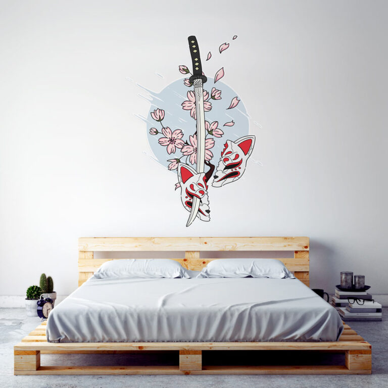 Sticker Sabre Japonais Neko | Sticker Japon | Stickerdeco.fr