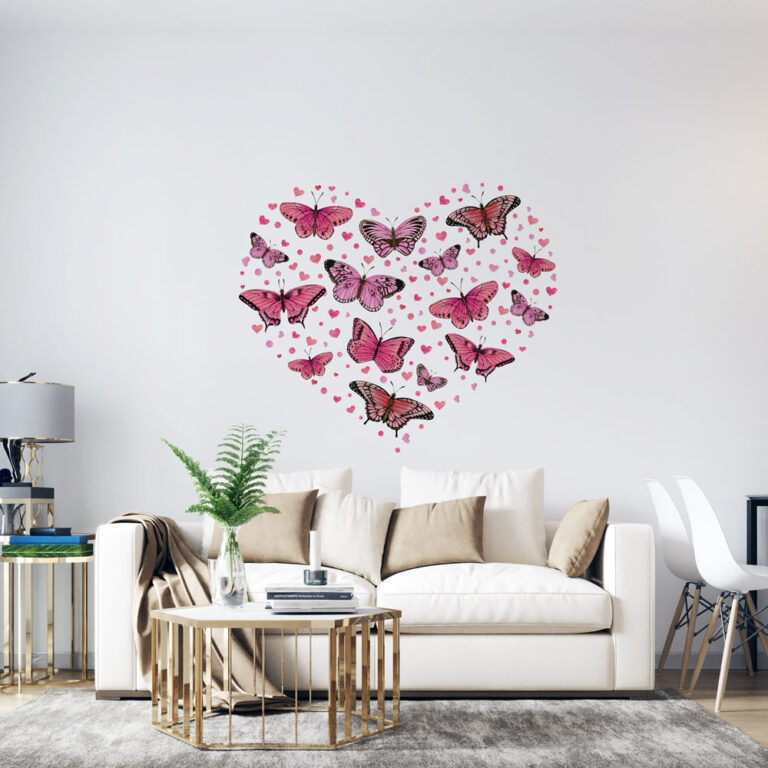 Sticker Coeur En Papillons | Stickers Amour | Stickerdeco.fr