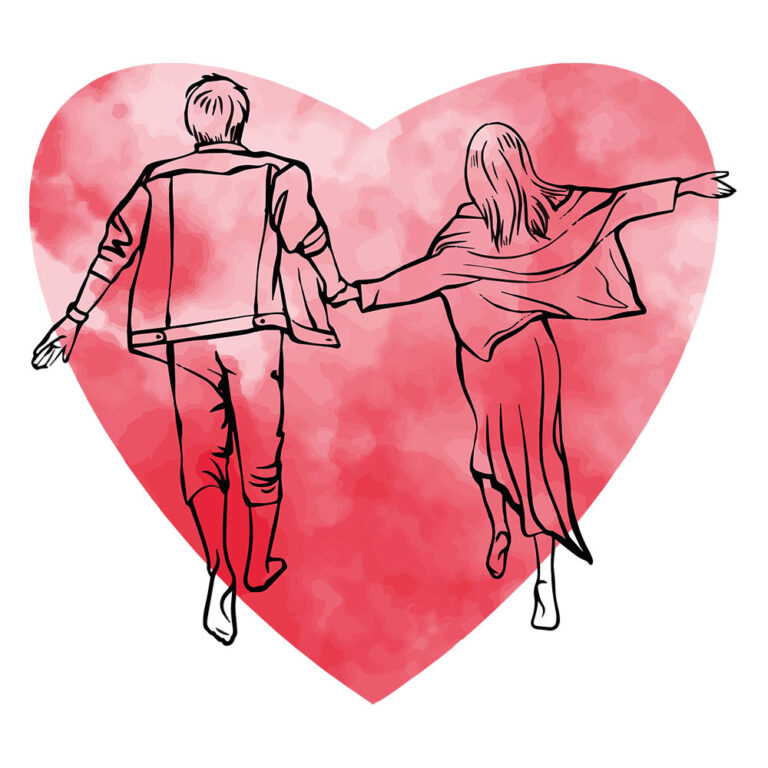 Sticker Couple Coeur Rose | Stickers Amour | Stickerdeco.fr