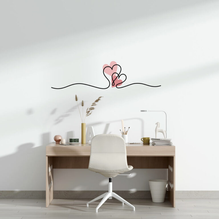 Sticker Double Coeurs Rose | Stickers Amour | Stickerdeco.fr