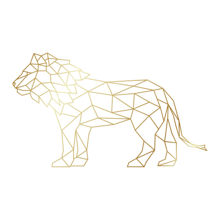 Sticker Lion Géométrique Or | Stickers Animaux | StickerDeco.fr