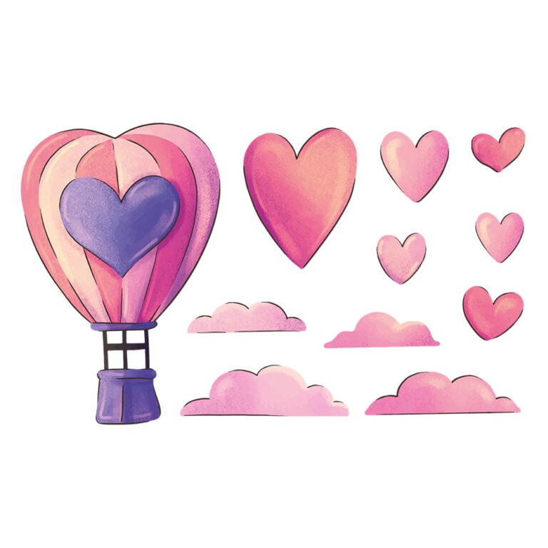 Sticker Montgolfière d'Amour | Stickers Amour | Stickerdeco.fr