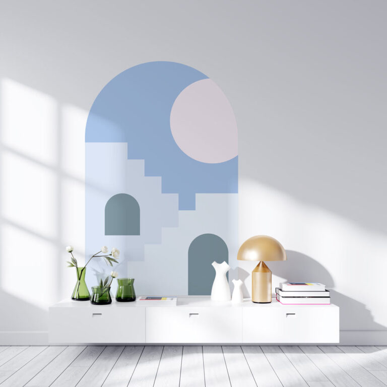 Sticker Arche Esquisse Urbaine Pastel | Minimaliste | Stickerdeco.fr