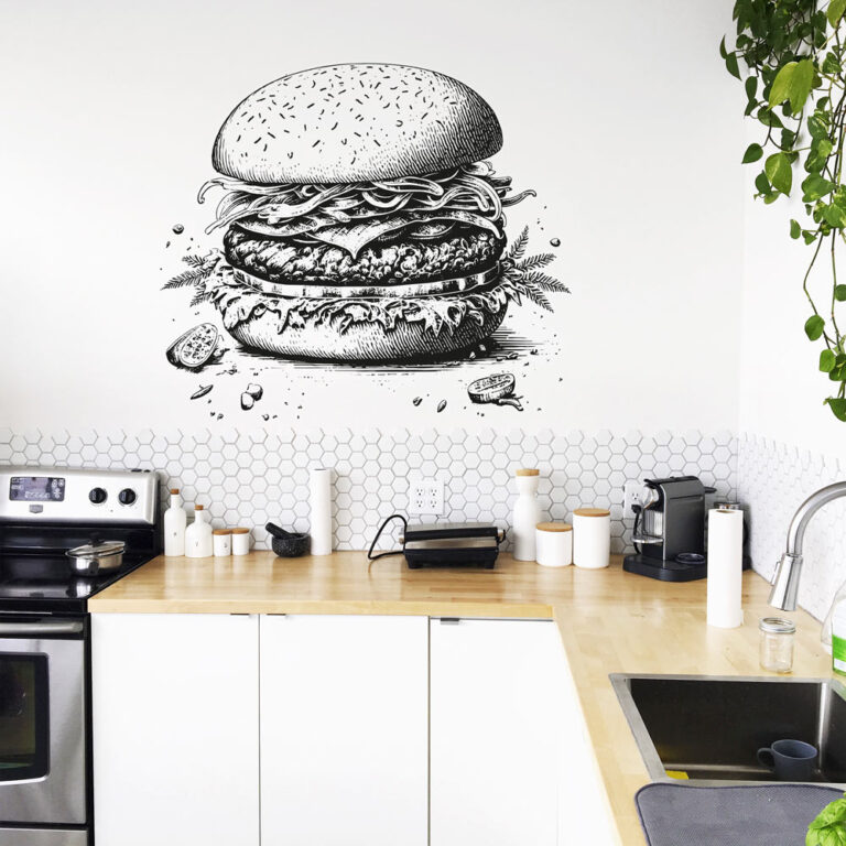 Sticker Burger Gourmet Gravure | Stickers Cuisines | Stickerdeco.fr