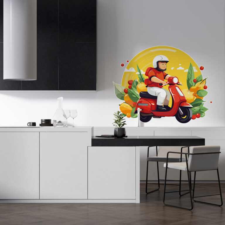 Sticker Évasion Citronnée Vespa | Stickers Cuisines | Stickerdeco.fr