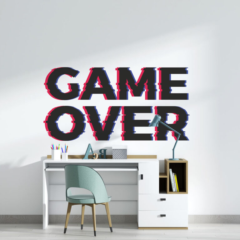 Sticker Gameover Glitch | Stickers Jeux Vidéos | Stickerdeco.fr