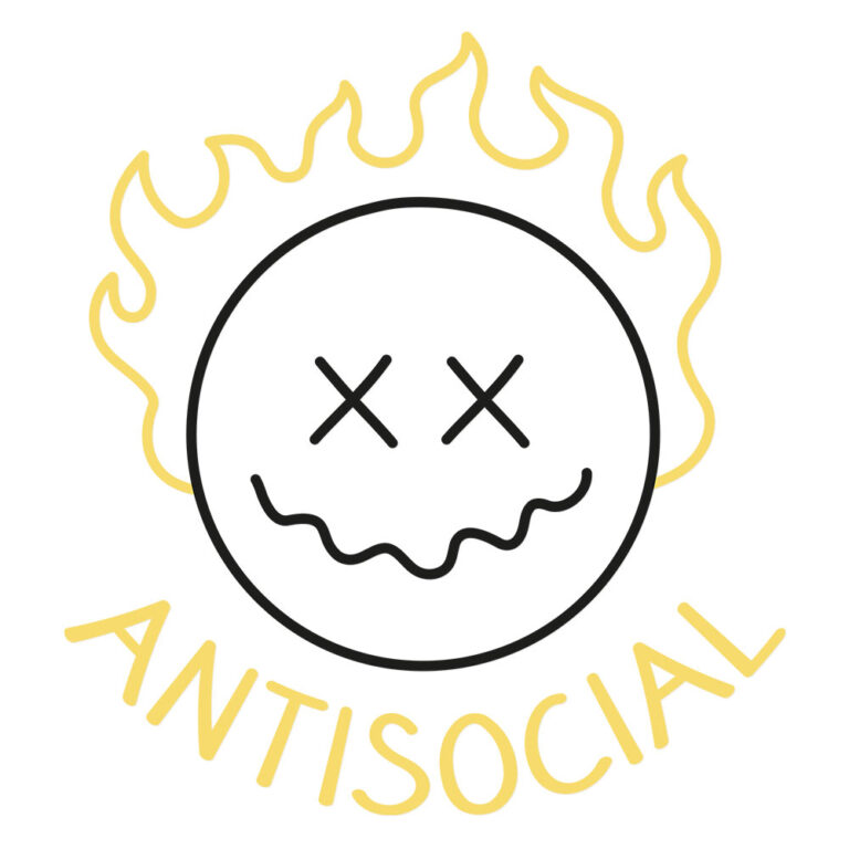 Sticker Smiley Antisocial | Stickers Vintages | Stickerdeco.fr