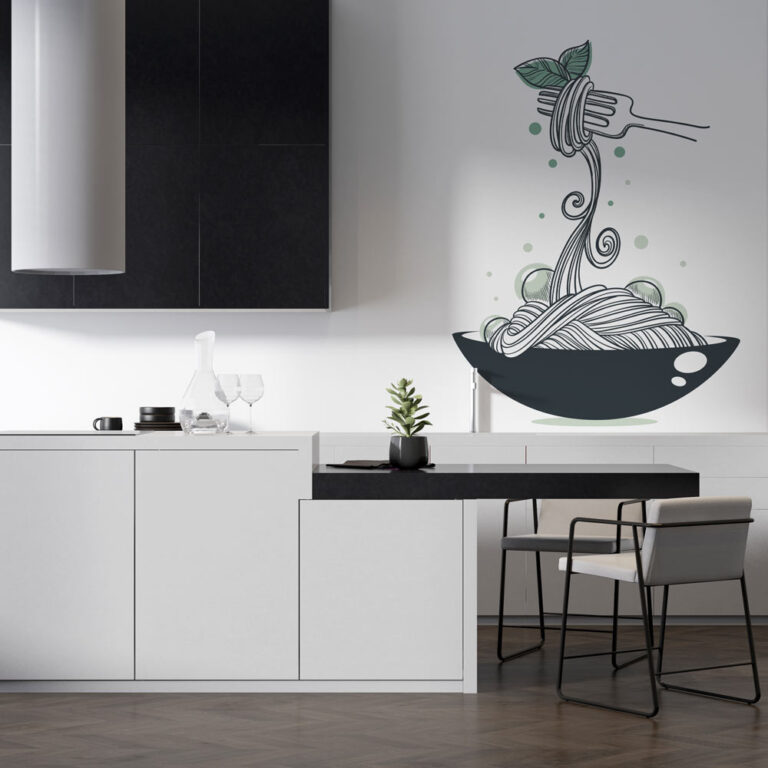 Sticker Spaghetti Pesto Minimaliste | Cuisines | Stickerdeco.fr