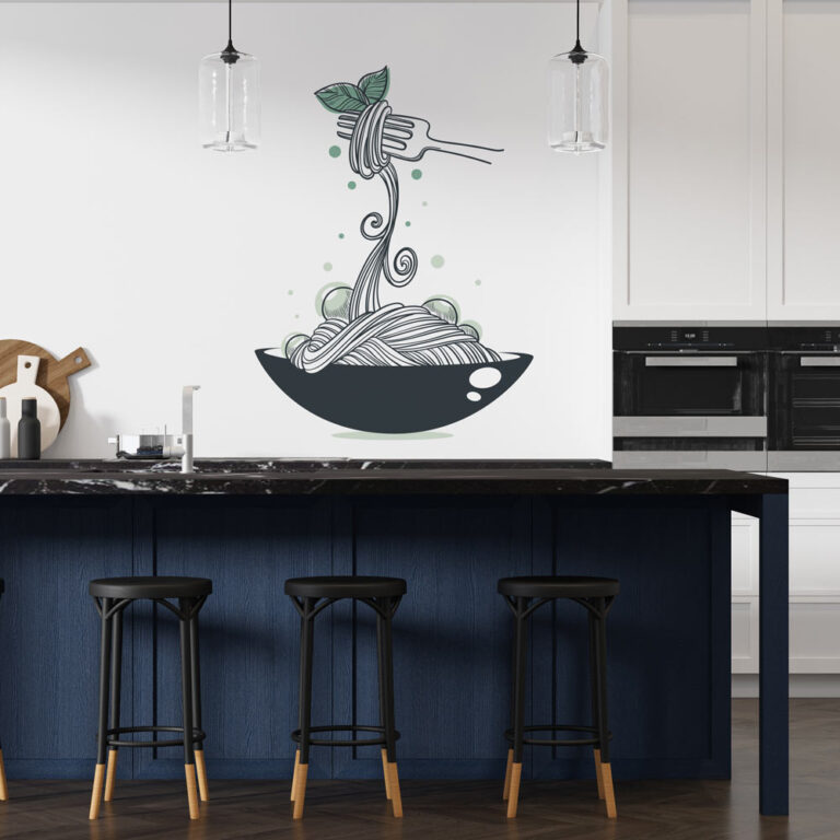 Sticker Spaghetti Pesto Minimaliste | Cuisines | Stickerdeco.fr