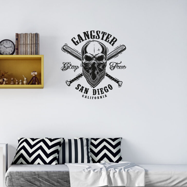 Sticker Tête De Mort Gangster | Stickers Crânes | Stickerdeco.fr