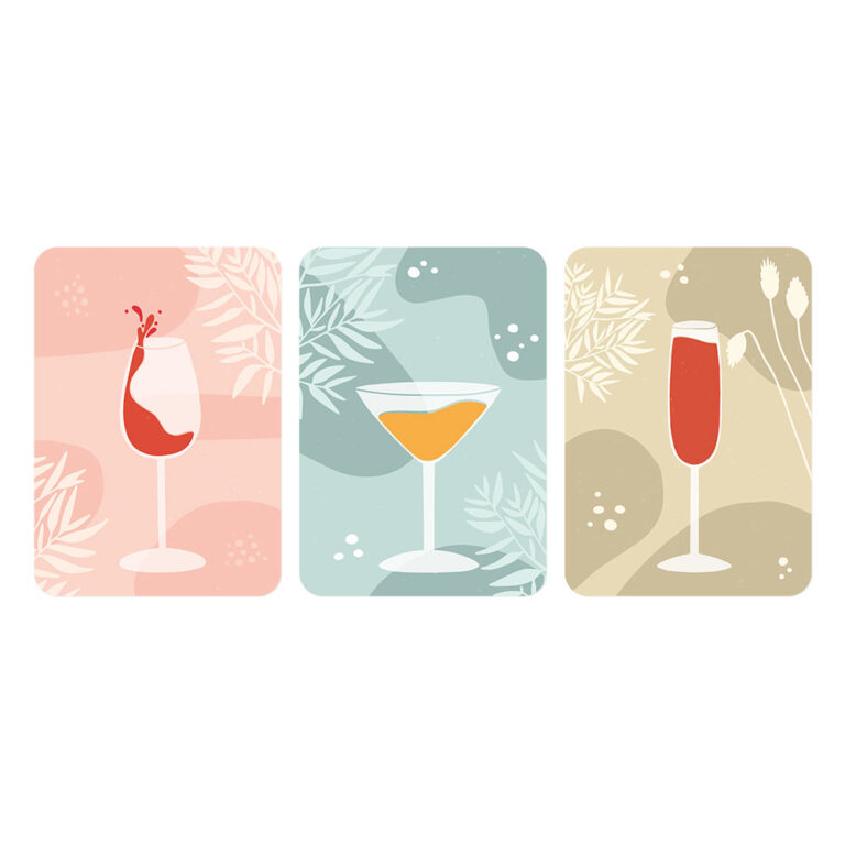 Sticker Trio Apéro Pastel | Stickers Minimalistes | Stickerdeco.fr